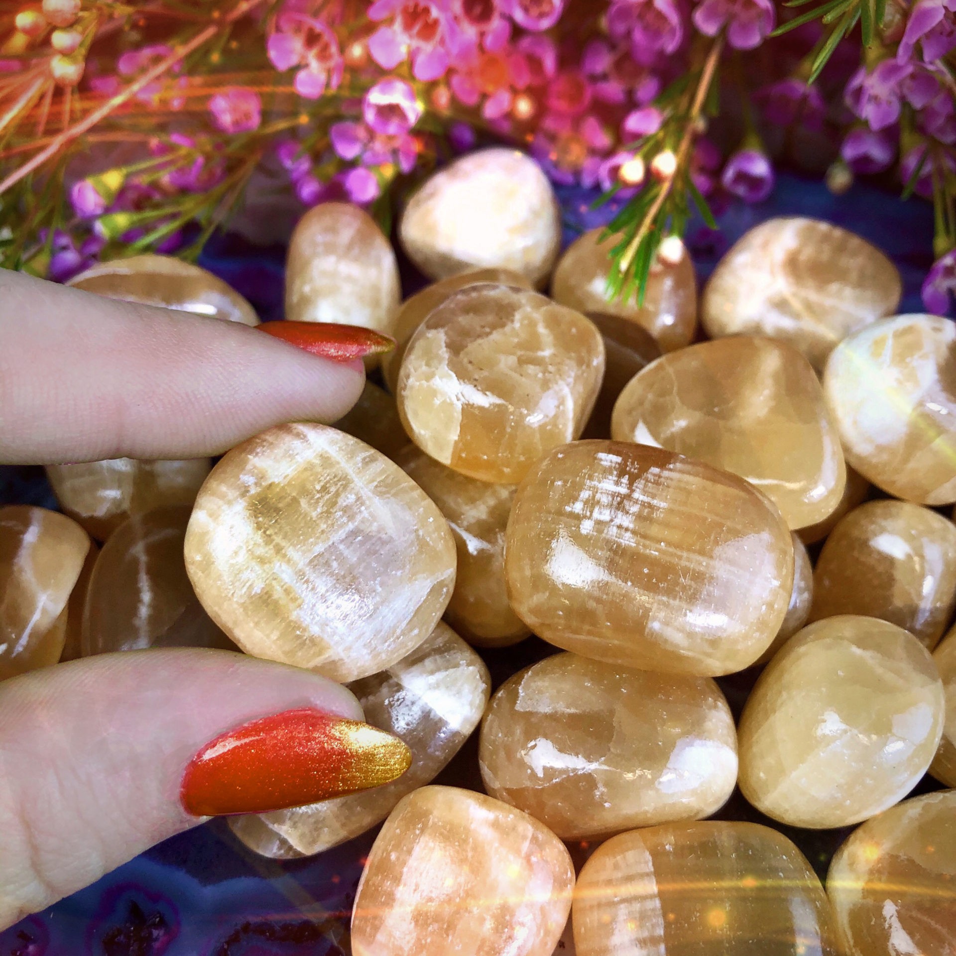 Maternal Healing Tumbled Honey Calcite for healing the mother wound