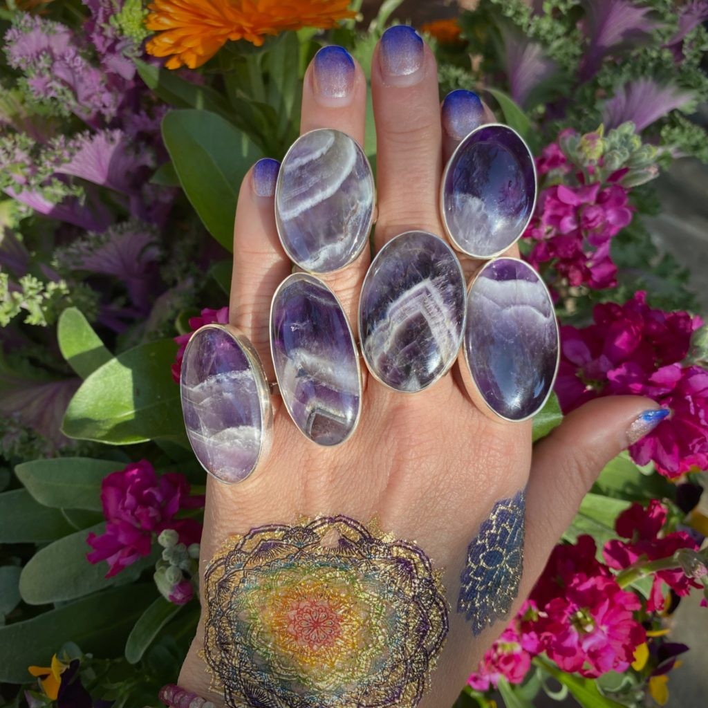 Gemstone Sale: Banded Amethyst Oval Rings