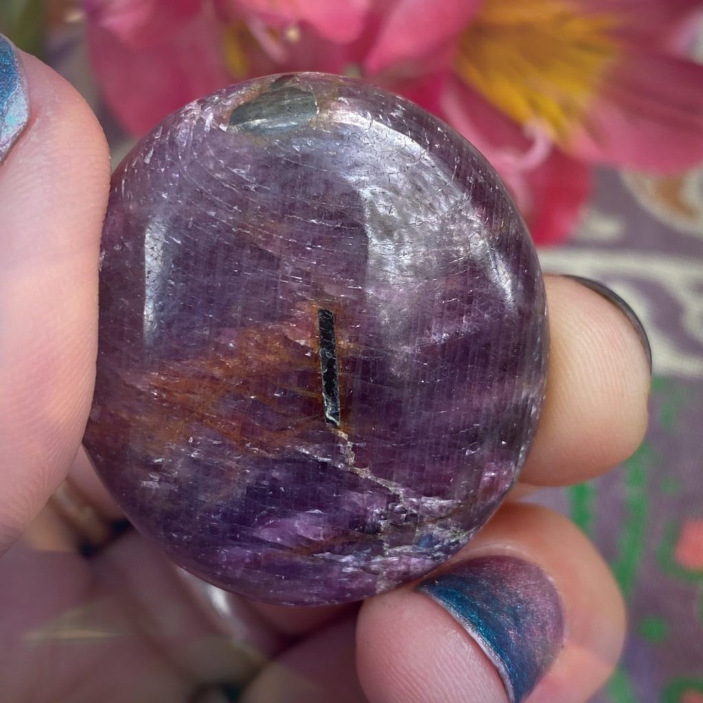 Gemstone Sale: Ruby Palm Stone with Pyrite Inclusions