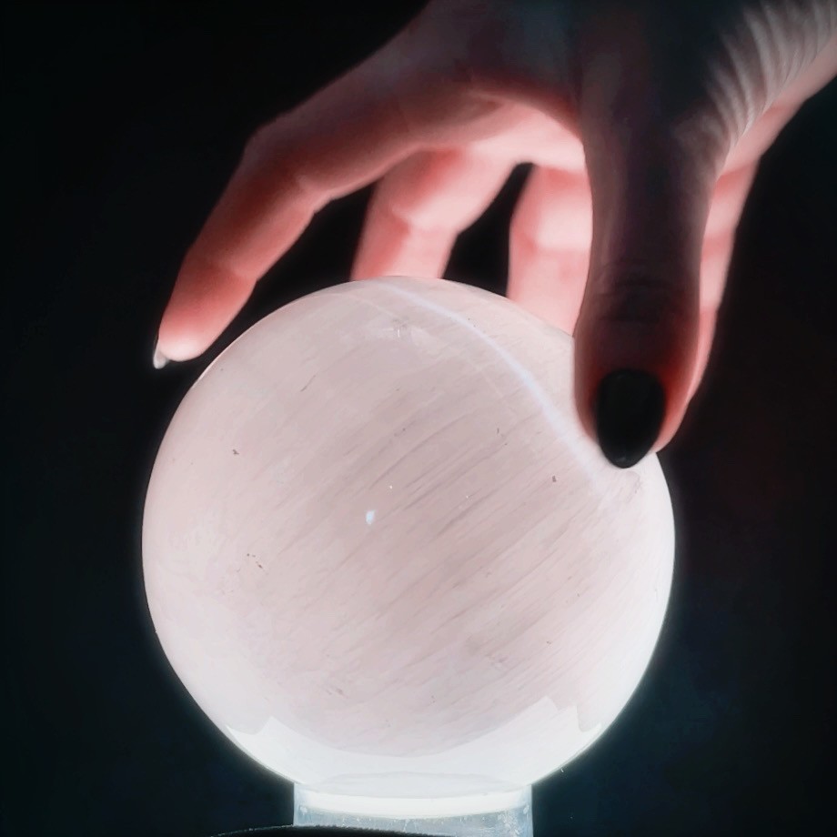 Sage Goddess White Light Selenite Sphere for peace