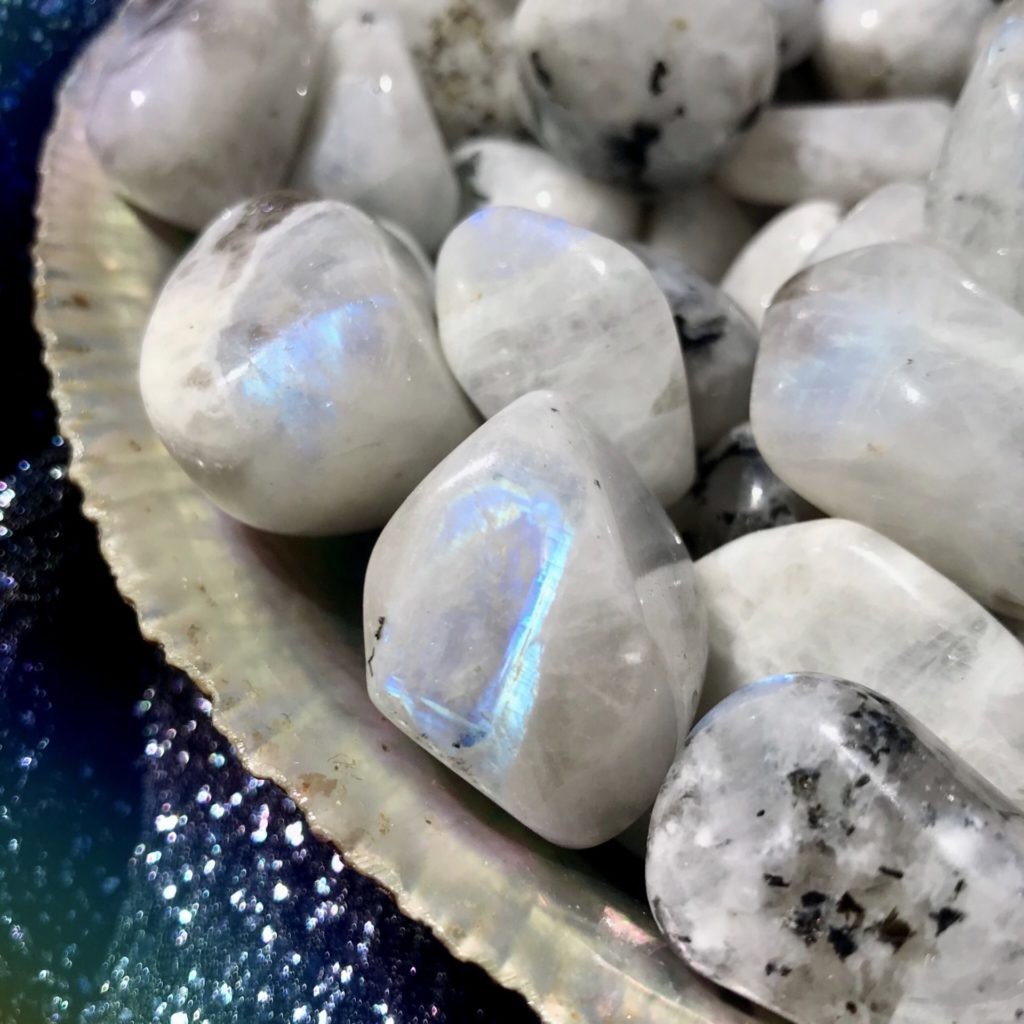 Tumbled Blue Flash Moonstone for peace, healing, and higher purpose
