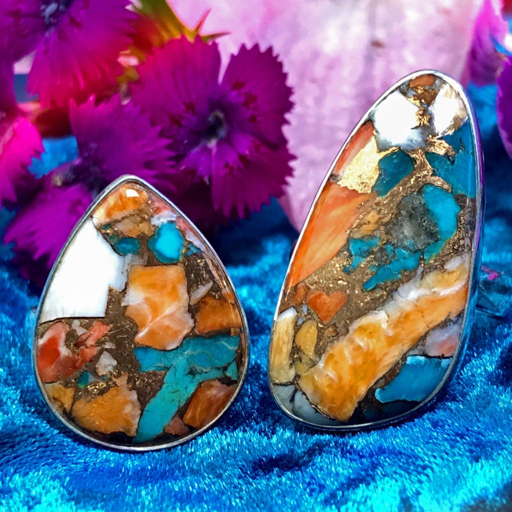 Spiny Oyster Turquoise Adjustable Rings for empowered conversations