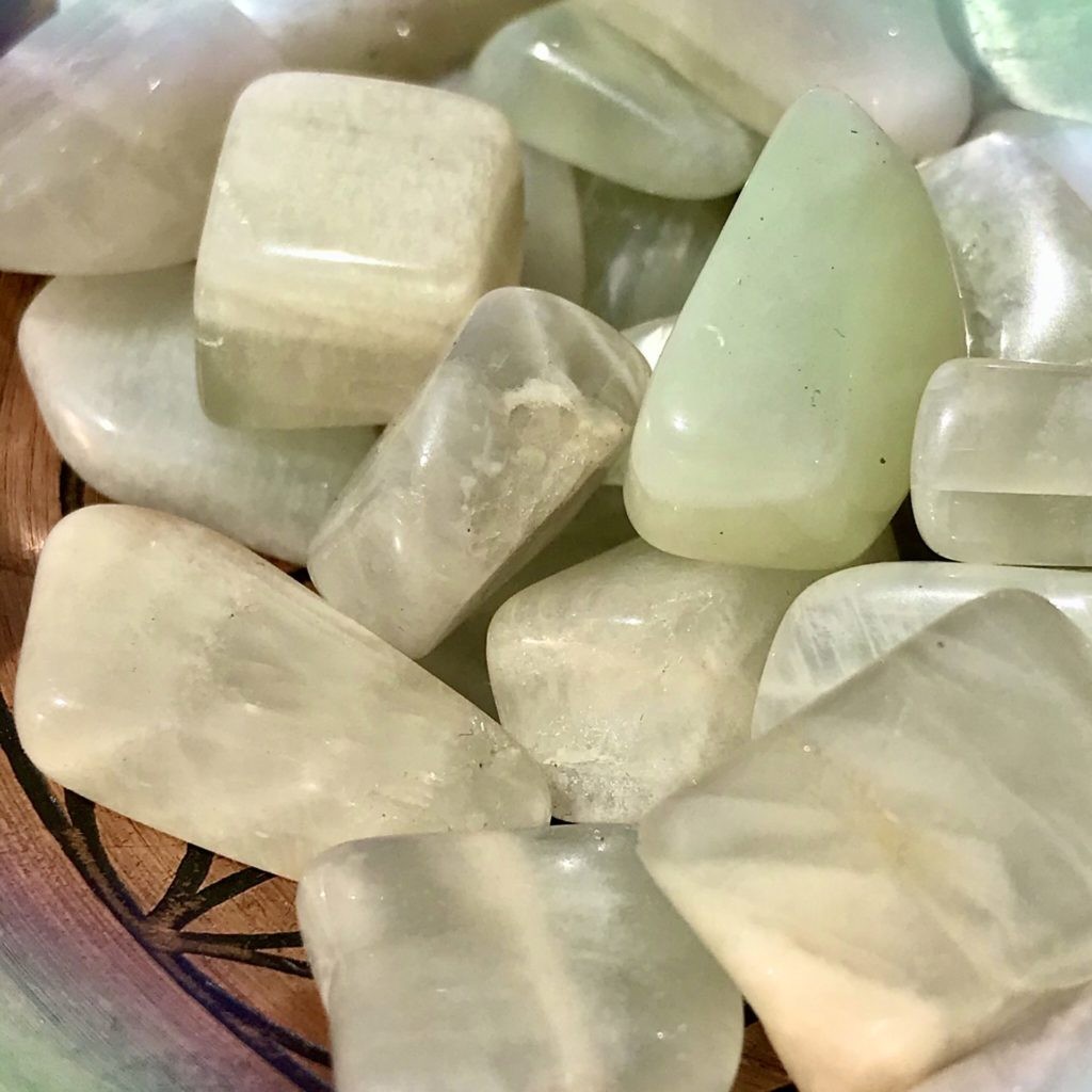 Tumbled Green Moonstone for heart healing and emotional balance
