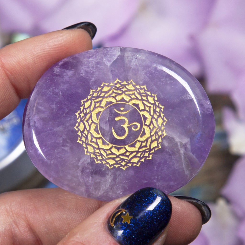 Crown Chakra Palm Stone and Ritual Powder Duo for opening to Source