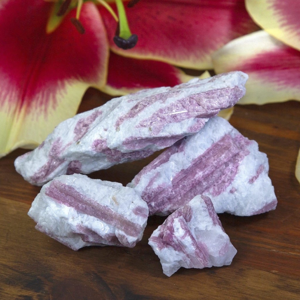 Natural Pink Tourmaline in Matrix for healing and opening your heart