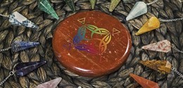 Red Jasper Elemental Pendulum Plate with Intuitive Pendulum