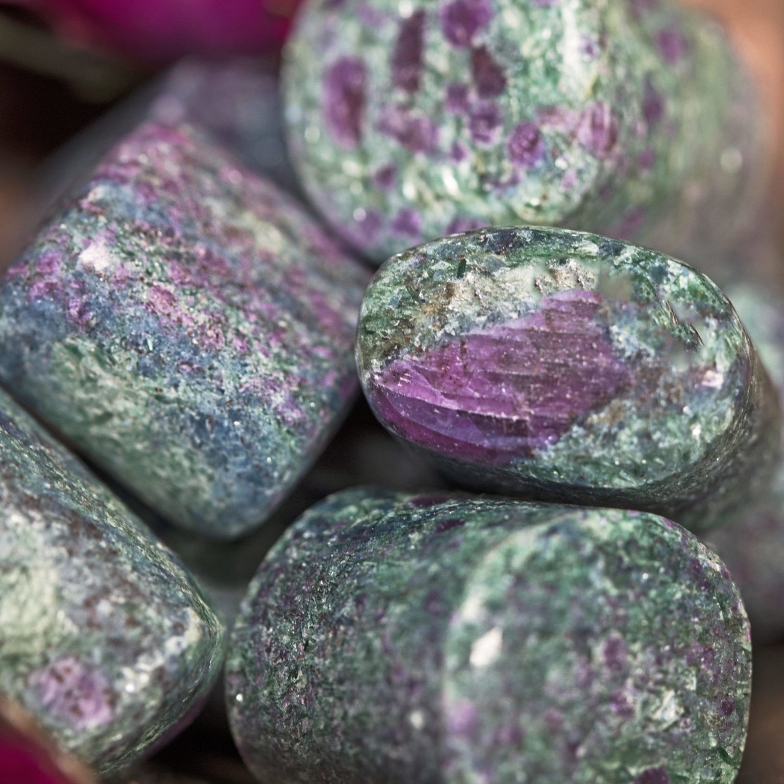 Tumbled Ruby Fuchsite for heart healing and true love attraction