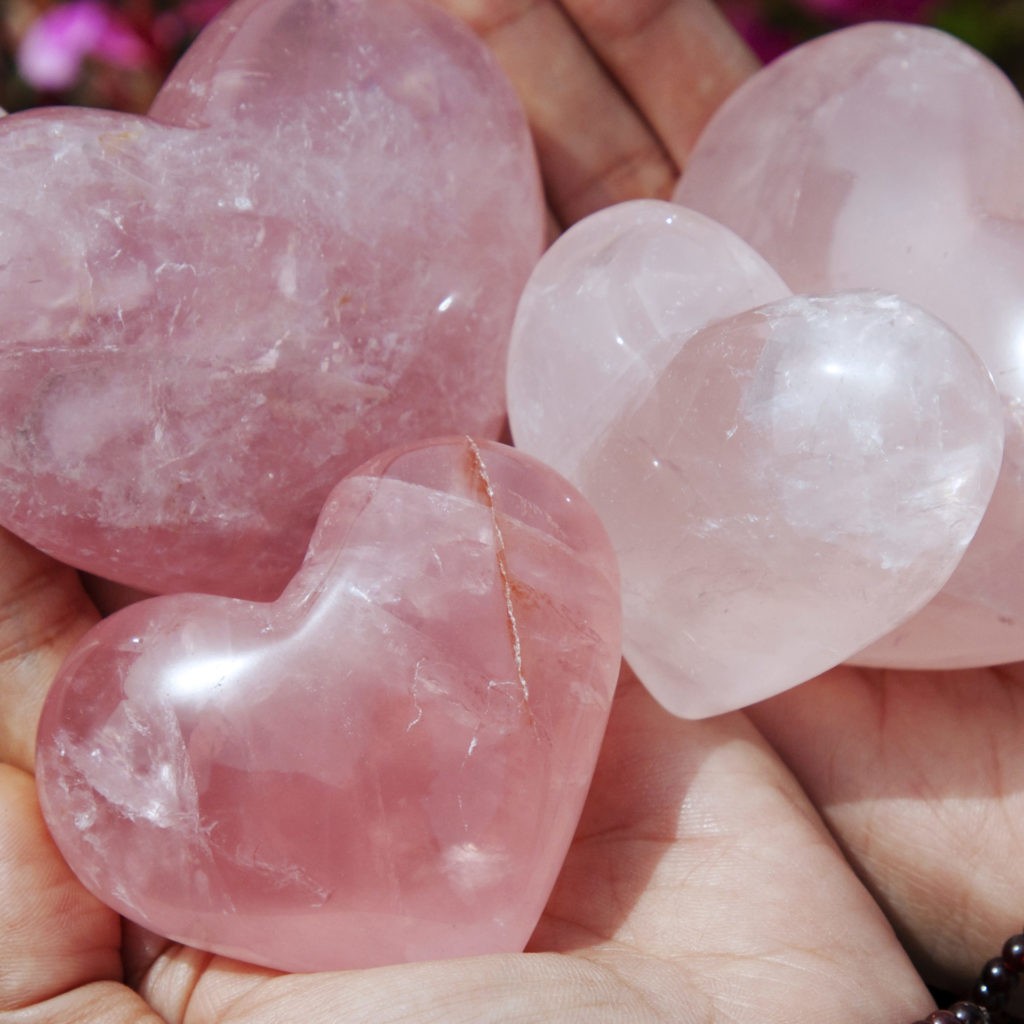 Agape Love Rose Quartz Hearts for love medicine and heart-healing