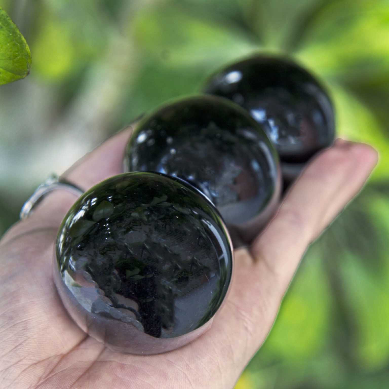 Black Obsidian Protective Healing Spheres for safeguarding and security