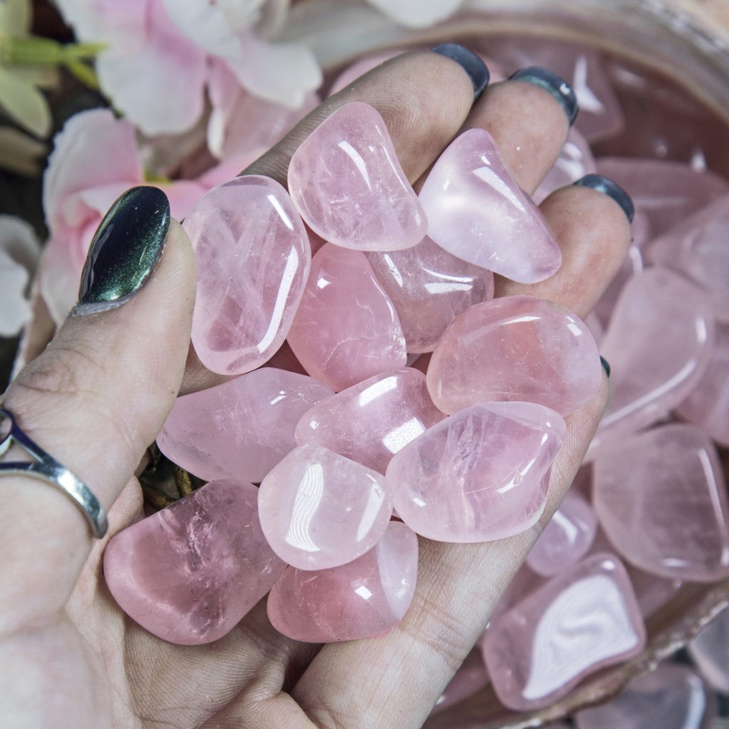 Tumbled Pink Girasol for fostering love & connection - Sage Goddess