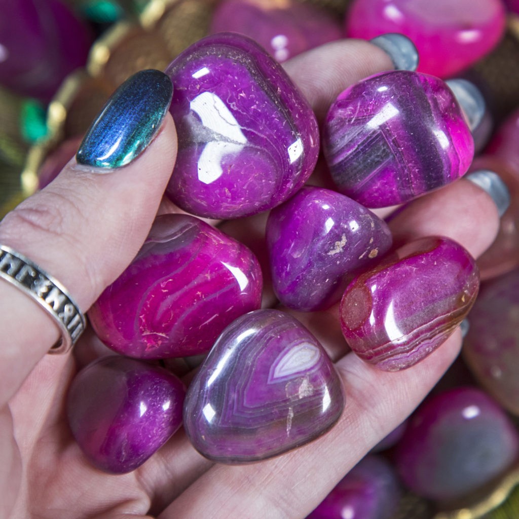 Tumbled Fuchsia Agate for soothing and balancing emotions