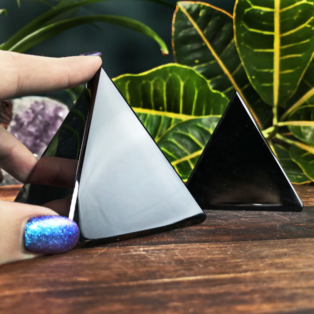 Obsidian Releasing and Protection Pyramid for safely letting go