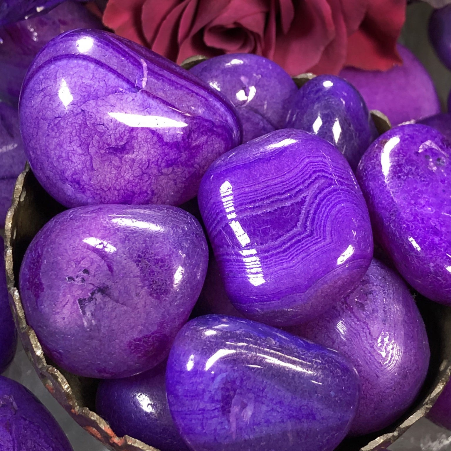 Purple Agate: Large Tumbled for deep peace and Source connection