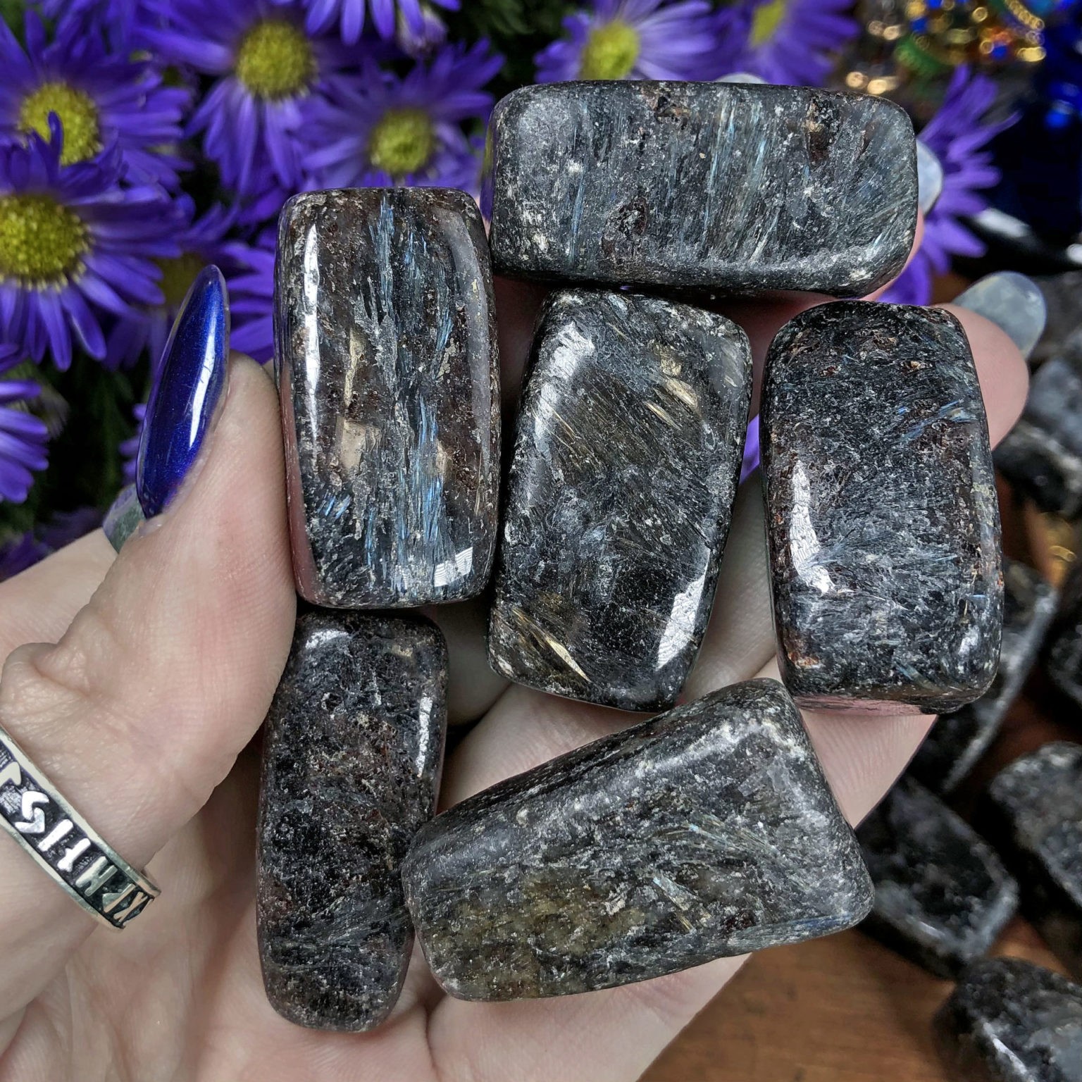 Arfvedsonite: Medium Tumbled for powerfully manifesting your dreams