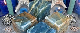 Lemurian Blue Calcite Emotional Healing Cube for water element magic
