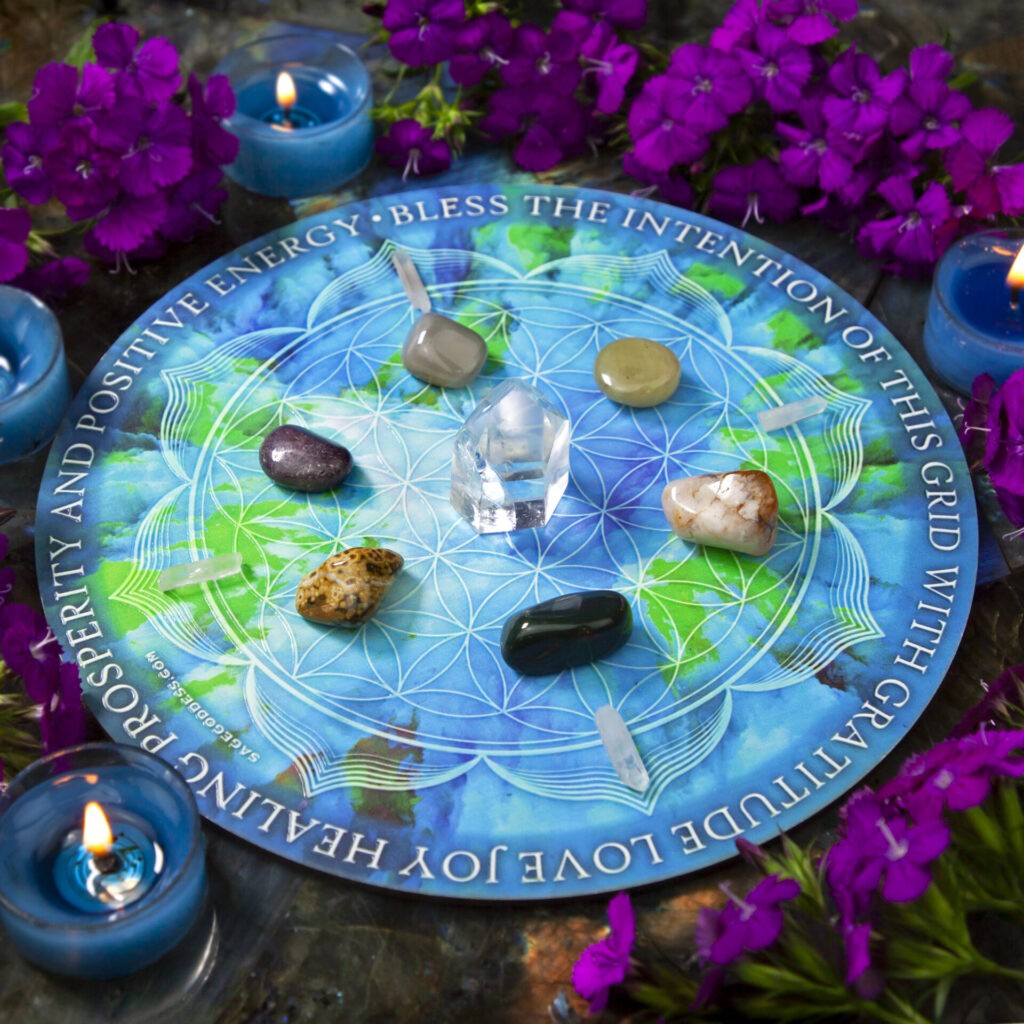 Sage Goddess Blessed Intentions Gemstone Grid to manifest it all