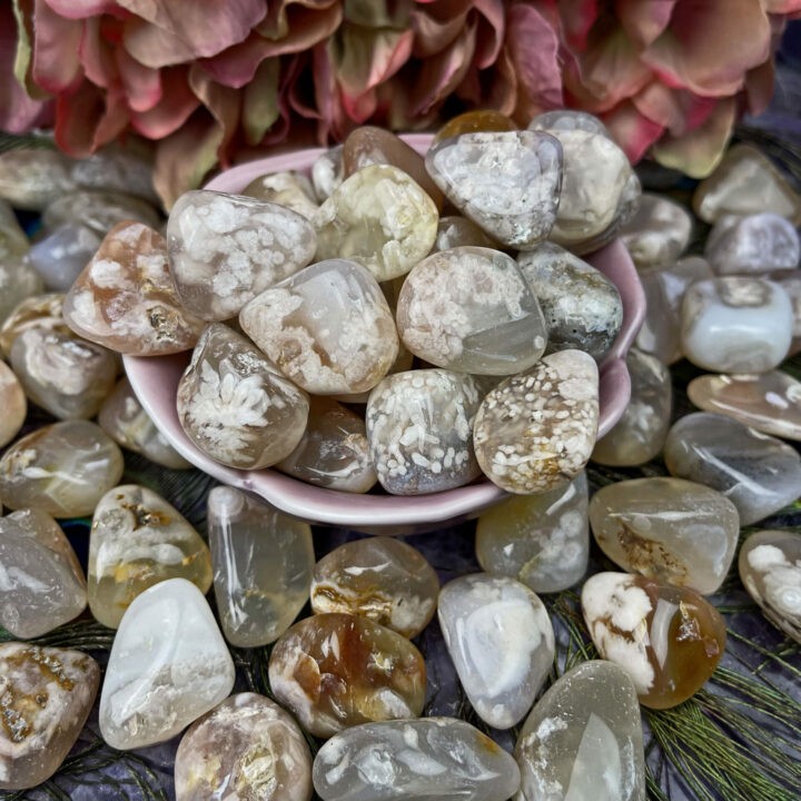 Sage Goddess Tumbled Flower Agate for peace and positivity