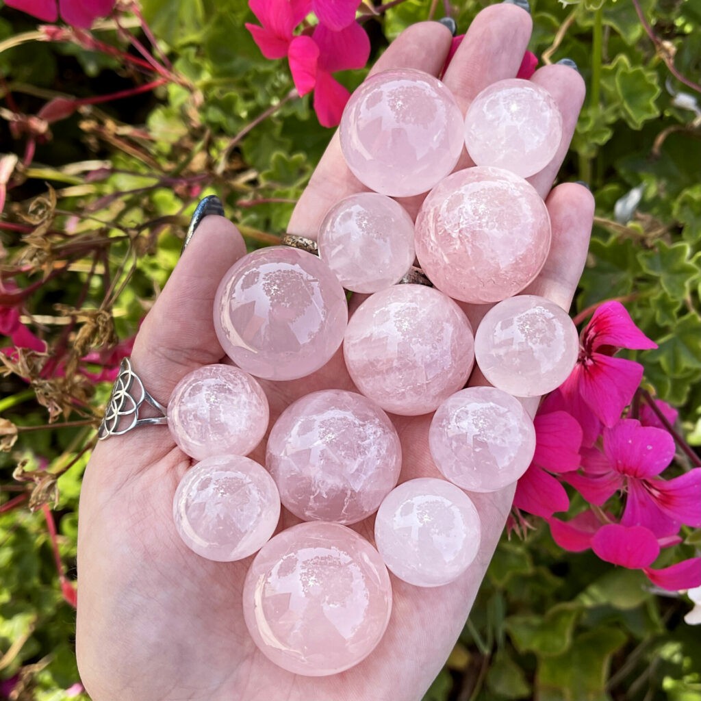Sage Goddess Love and Peace Mini Rose Quartz Sphere