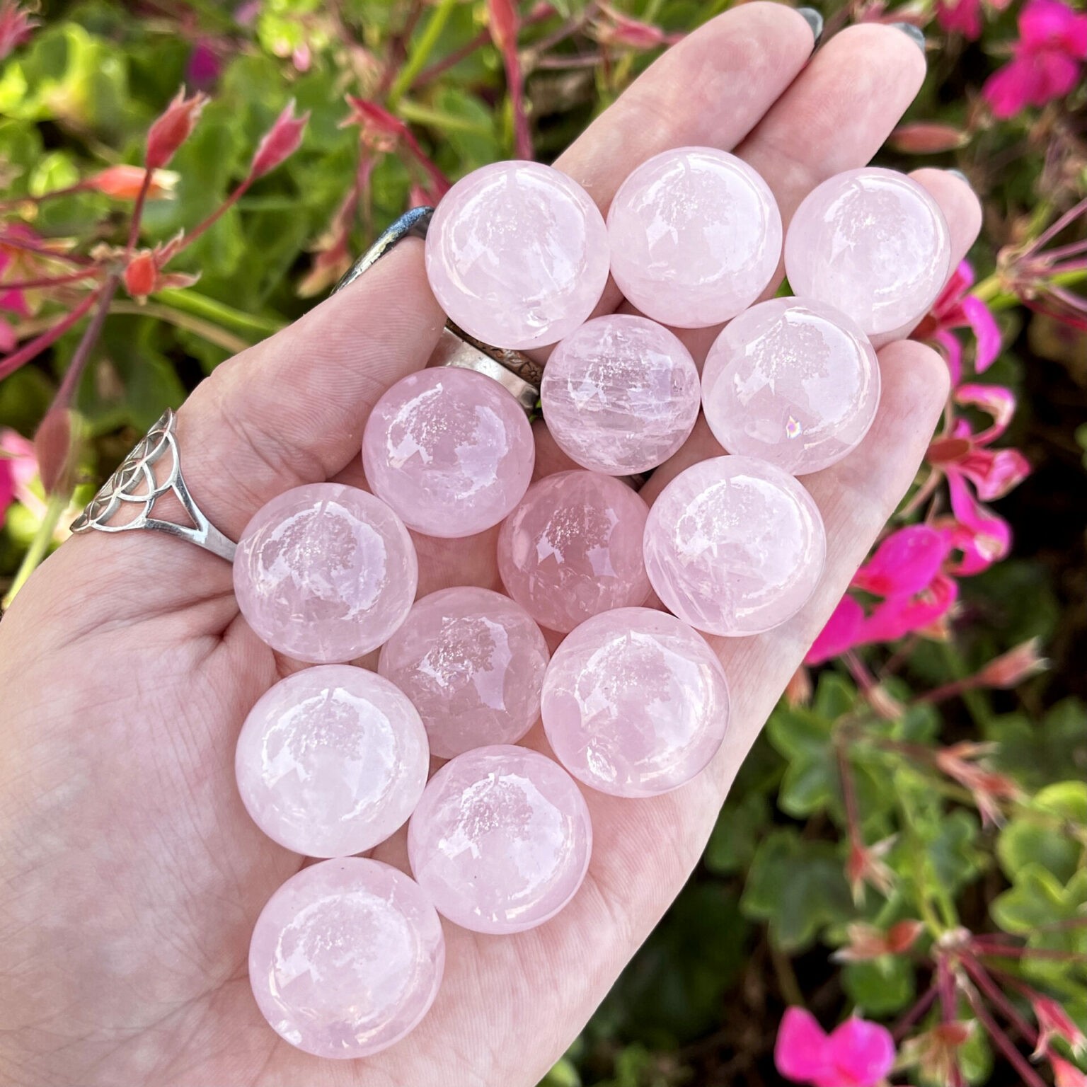 Sage Goddess Love and Peace Mini Rose Quartz Sphere