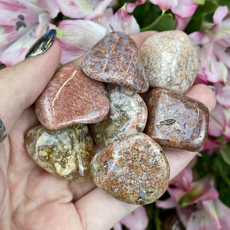 Home Shop Gems & Minerals Medium Tumbled Pink Moss Agate