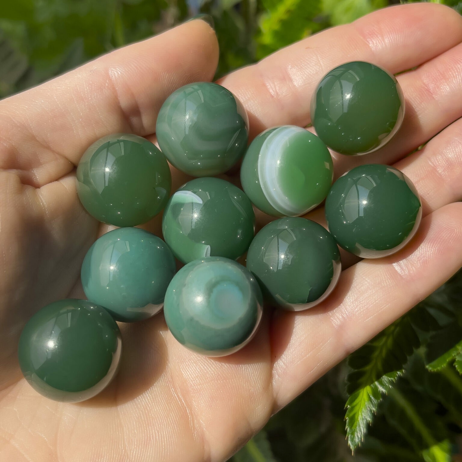 Green Agate Mini Sphere for harmony & wholeness - Sage Goddess
