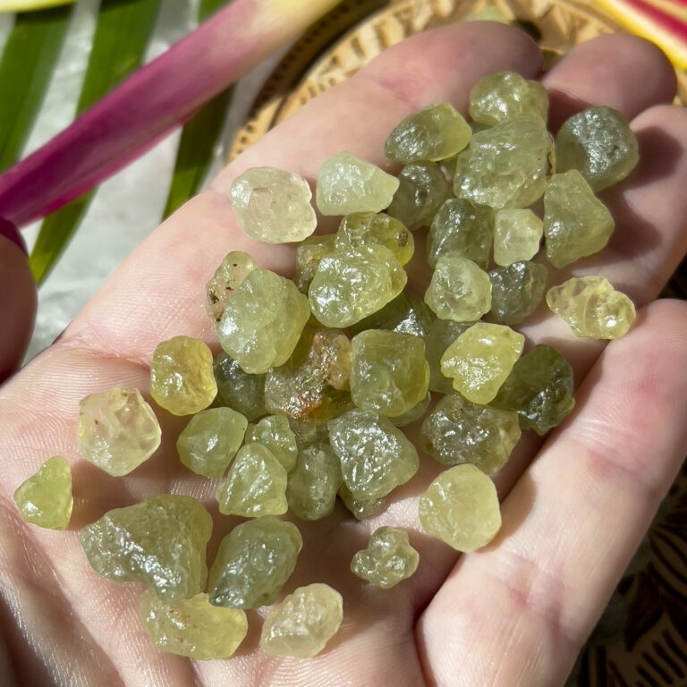 Sage Goddess Natural Green Grossular Garnet for healing and prosperity
