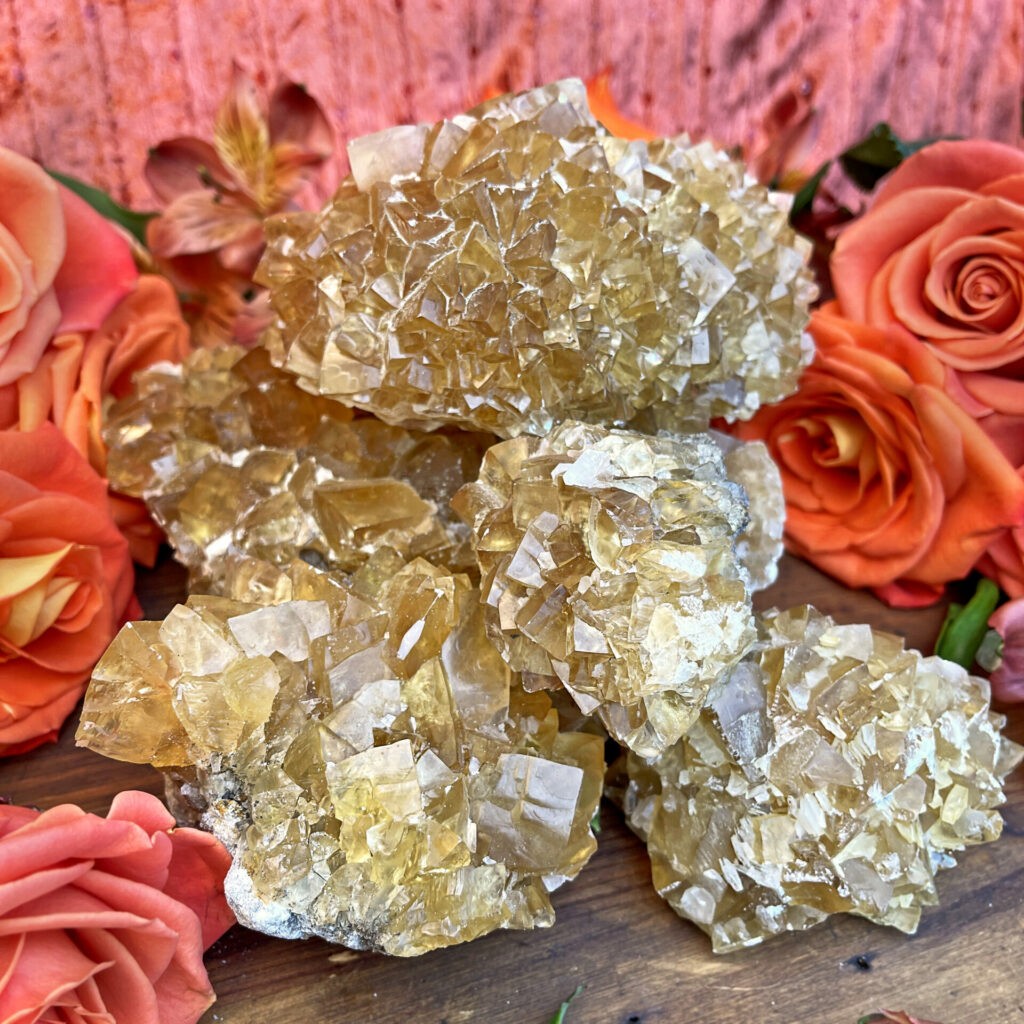 Sage Goddess Natural Honey Calcite Cluster to heal the mother wound