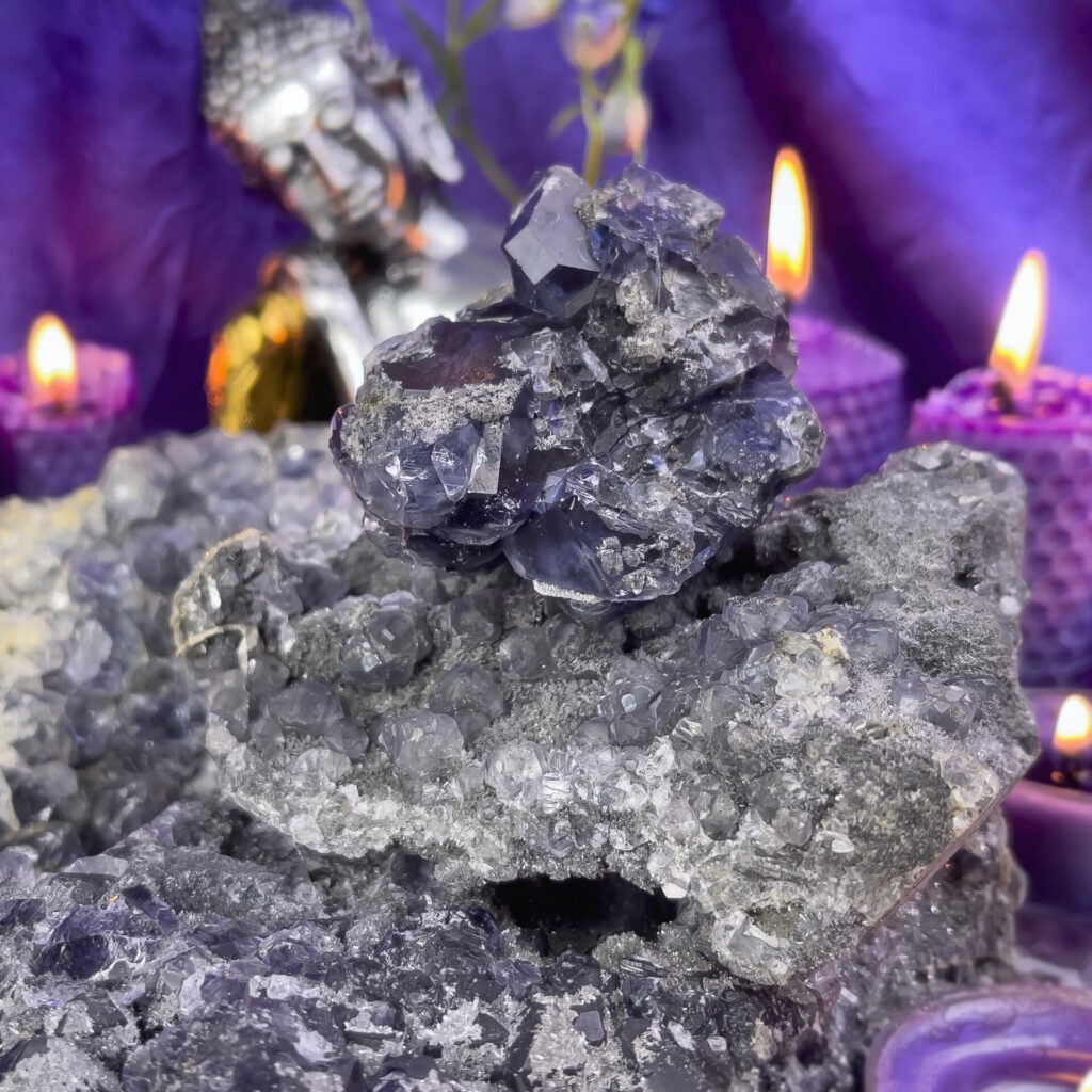 Sage Goddess Color Change Fluorite in Quartz Matrix for soul pathing