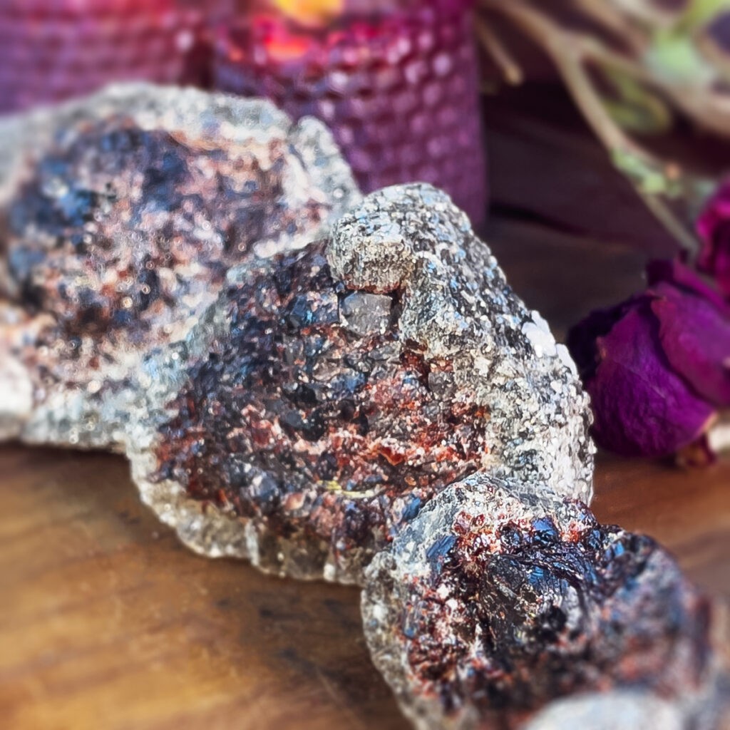 Sage Goddess Natural Garnet in Muscovite Schist for gentle grounding