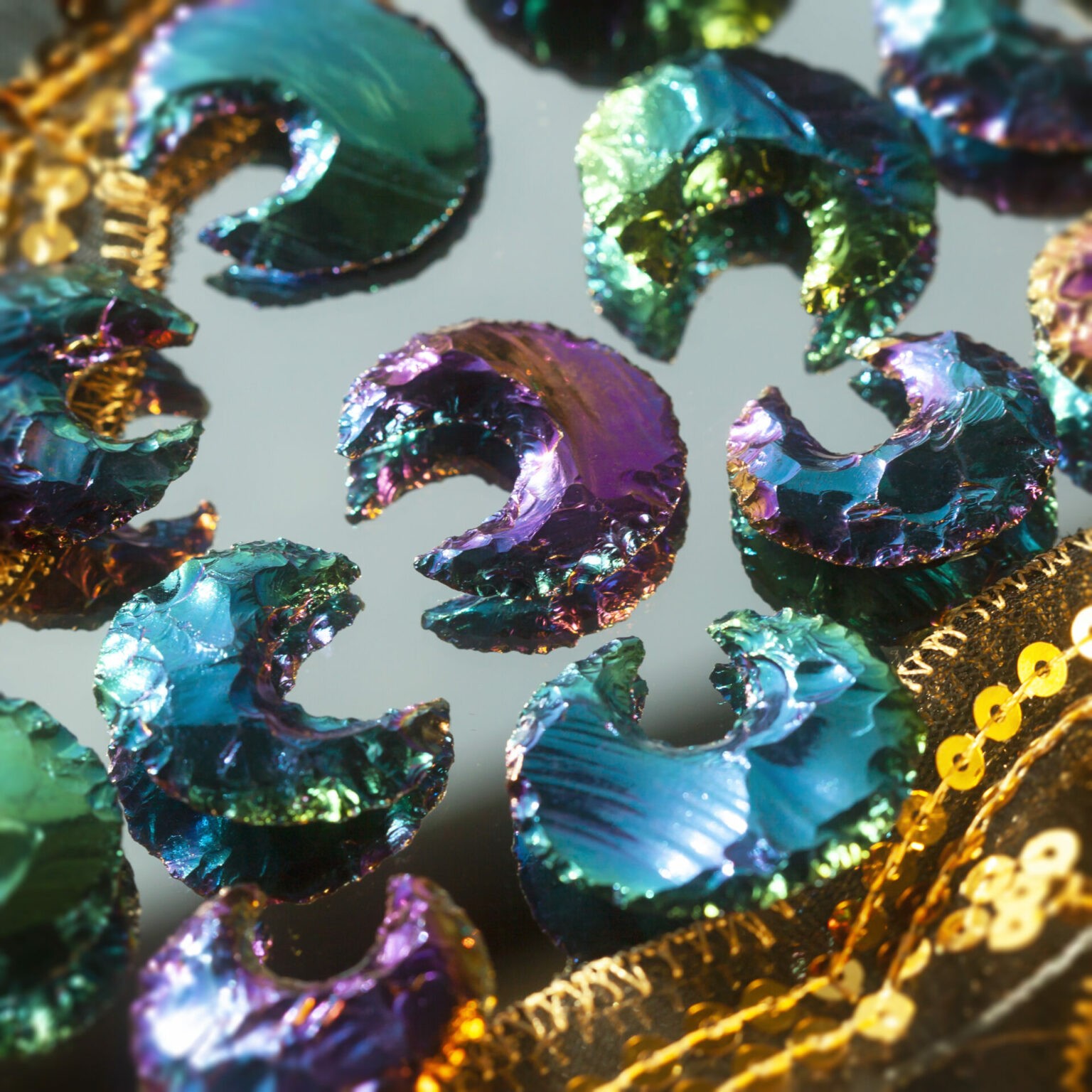 Sage Goddess Titanium Aura Obsidian Moon for protection and courage