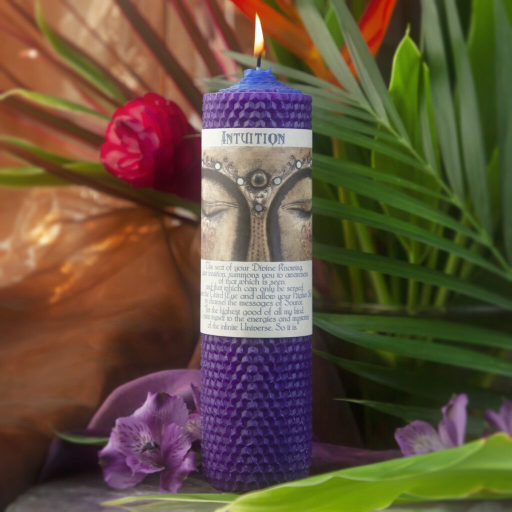 Sage Goddess Intuition Beeswax Intention Candle for visioning