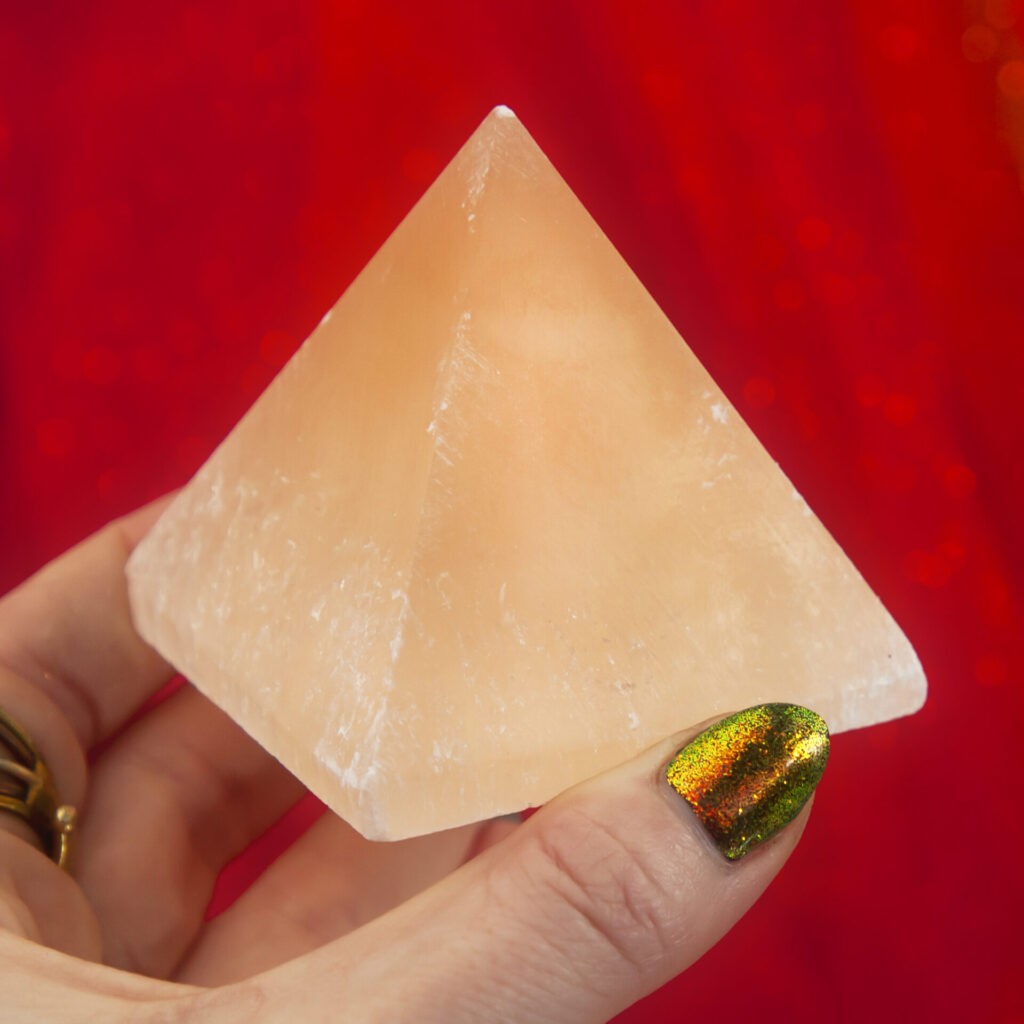 Orange Selenite Pyramid for enhanced creativity - Sage Goddess