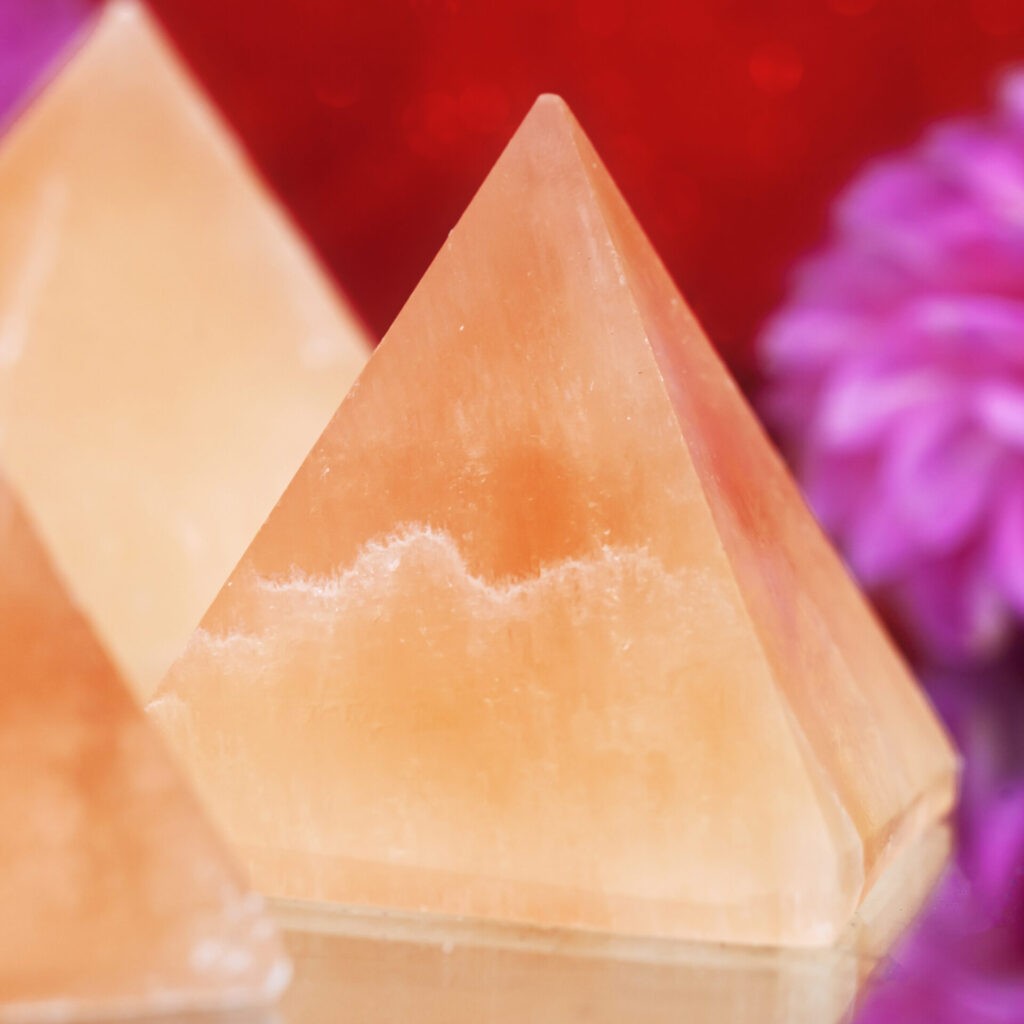 Orange Selenite Pyramid for enhanced creativity - Sage Goddess