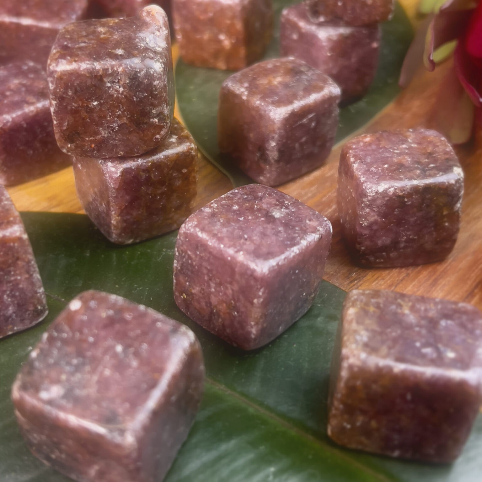 Tumbled Red and Purple Lepidolite Cube
