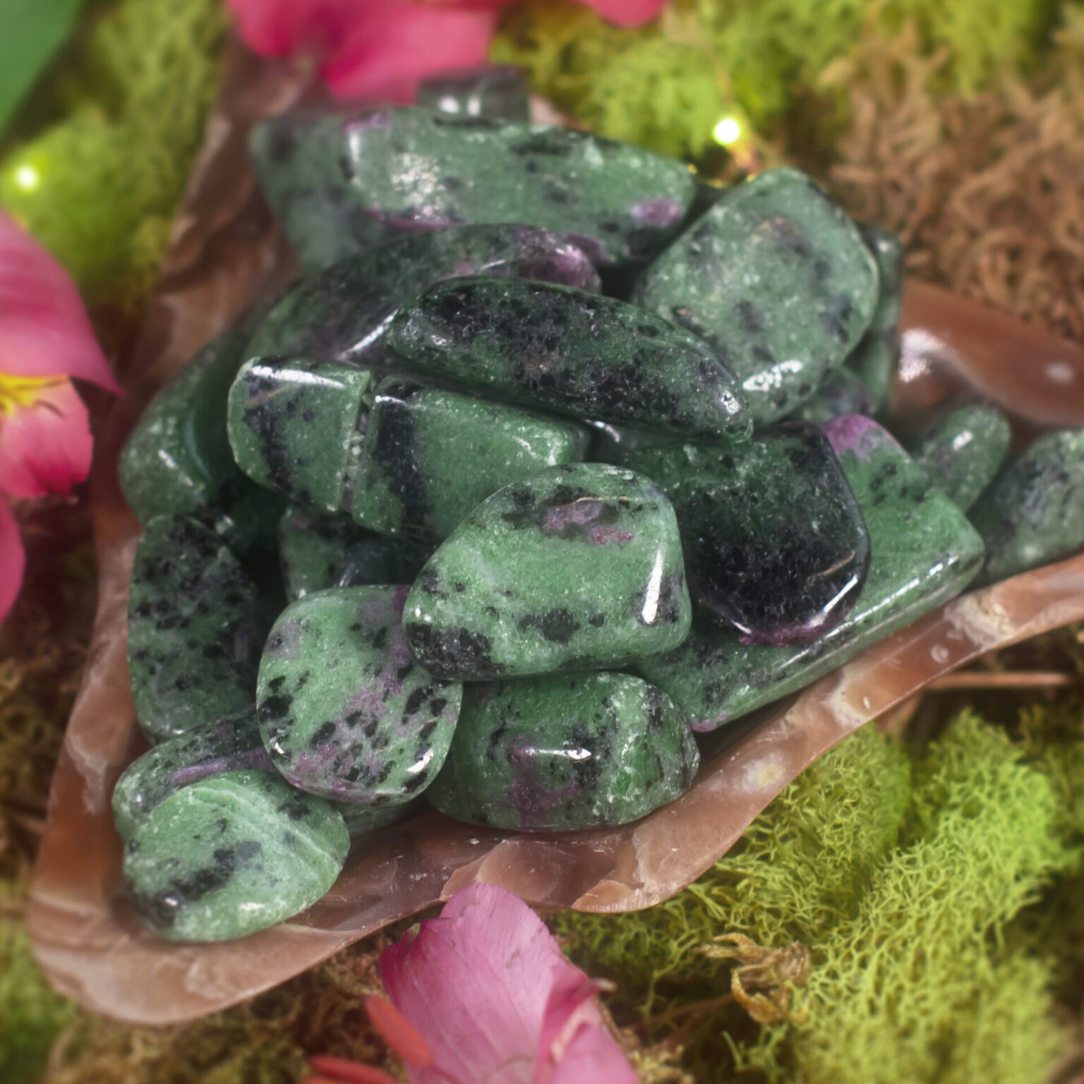 Sage Goddess Tumbled Ruby Zoisite for vitality, love, and growth