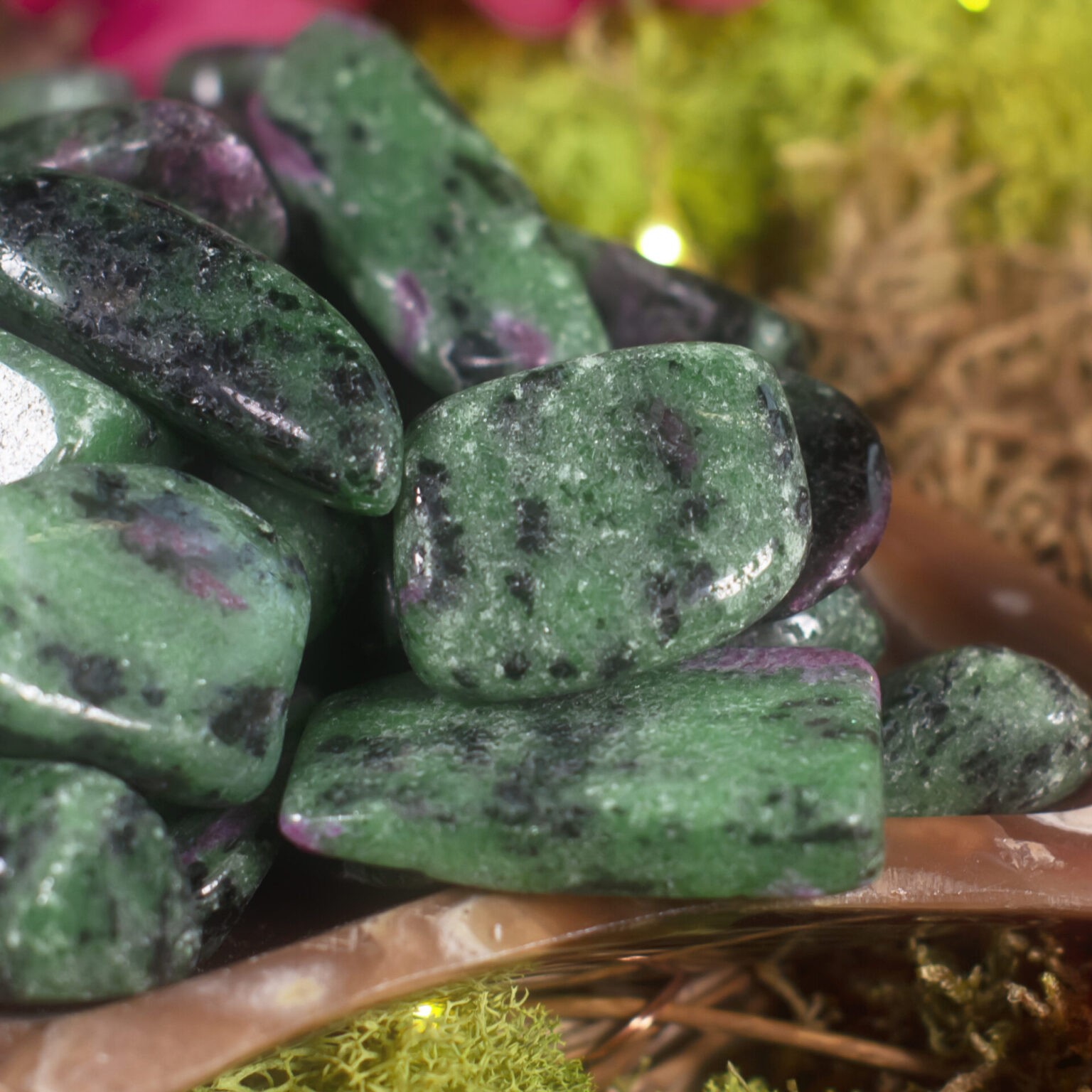 Sage Goddess Tumbled Ruby Zoisite for vitality, love, and growth