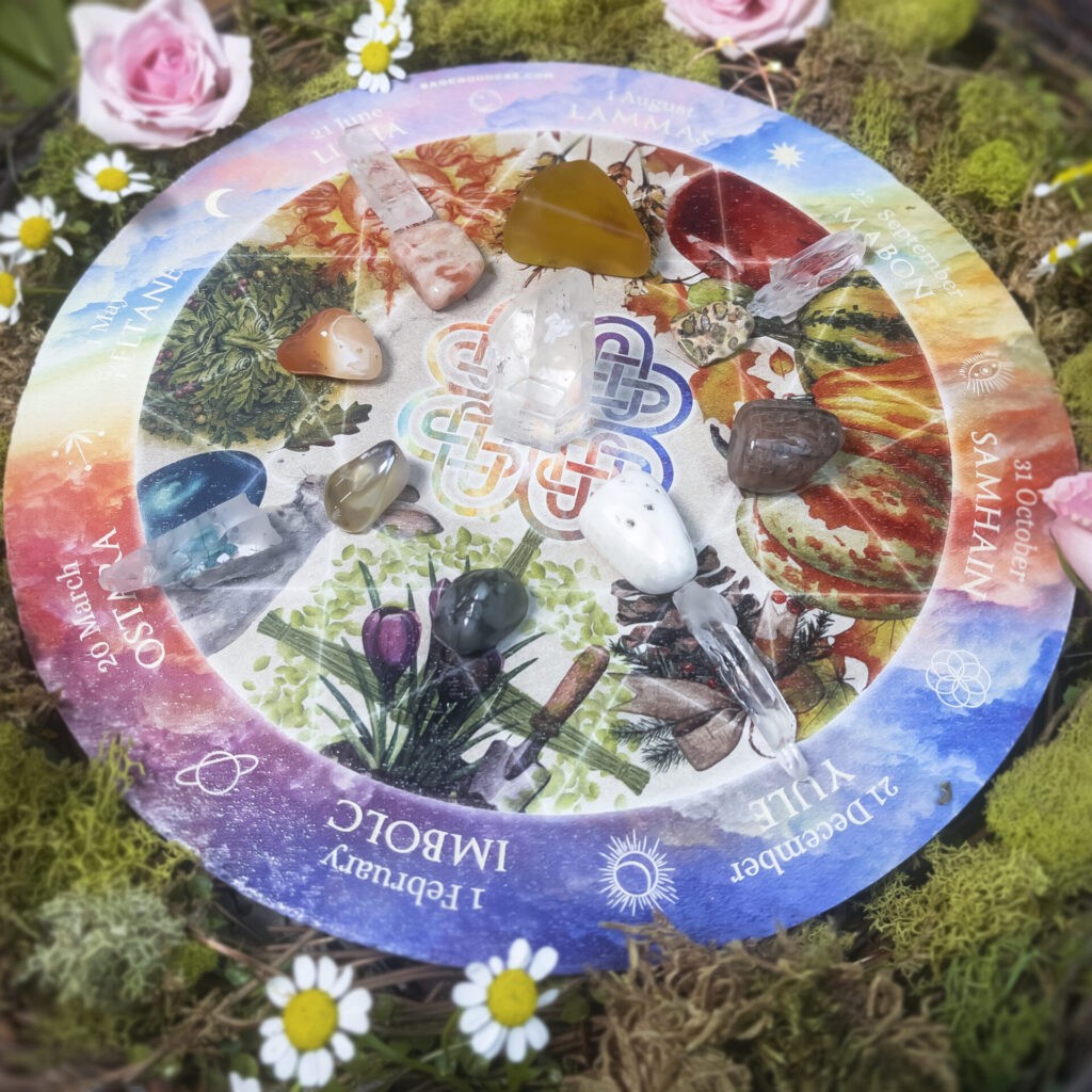 Sage Goddess Wheel of the Year Gemstone Grid to honor the 8 Sabbats