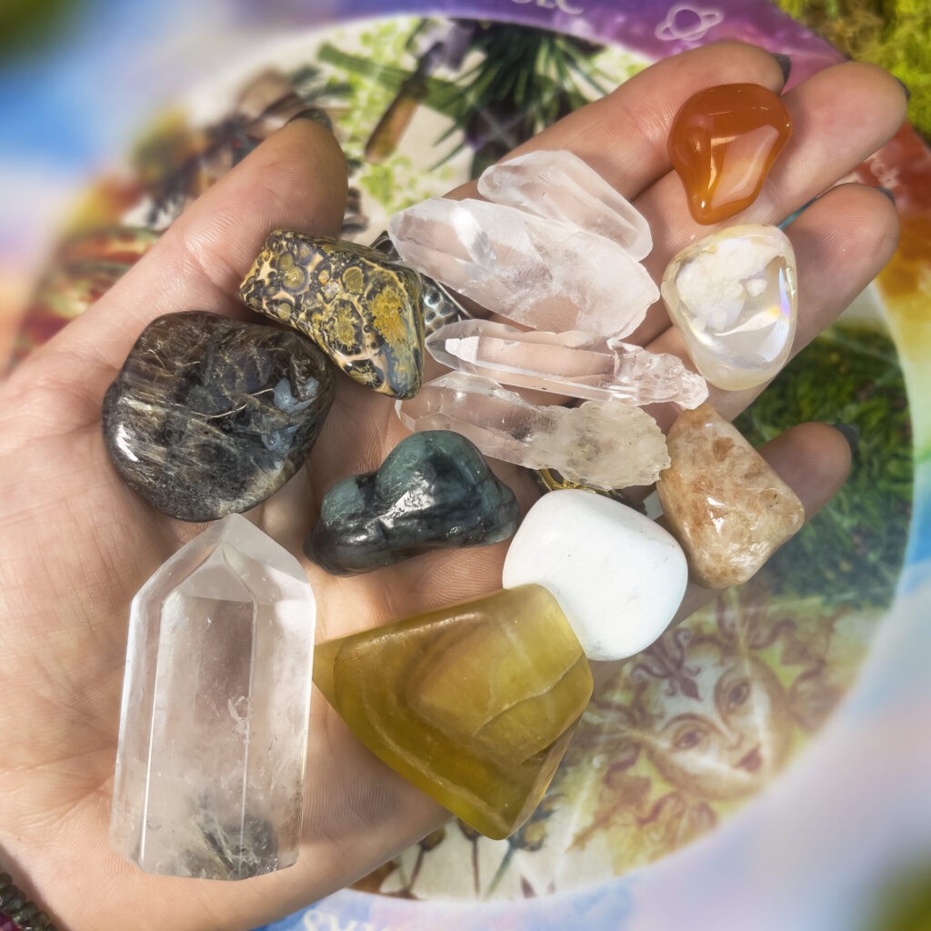 Sage Goddess Wheel of the Year Gemstone Grid to honor the 8 Sabbats