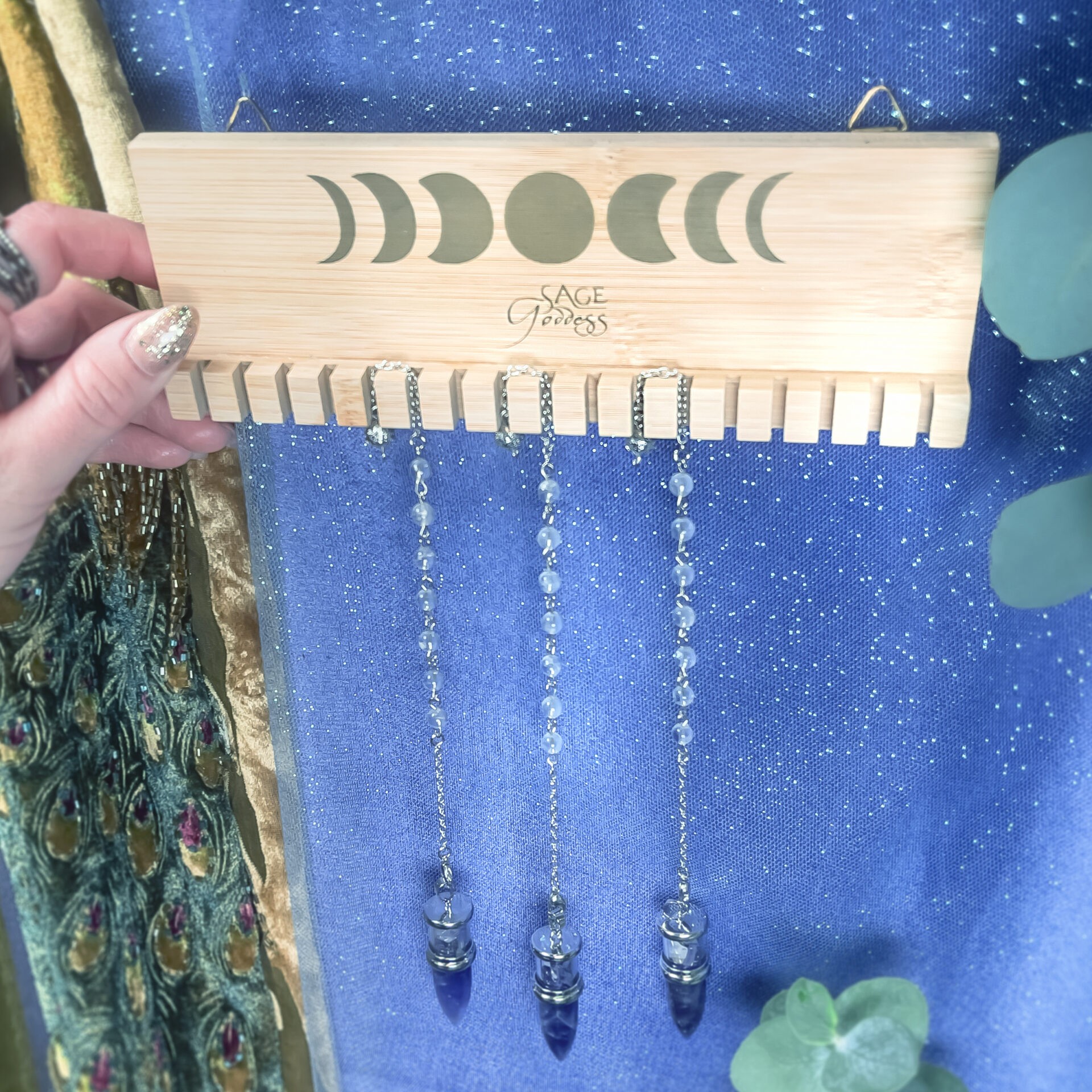 Sage Goddess Bamboo Moon Phase Pendulum Holder for lunar wisdom