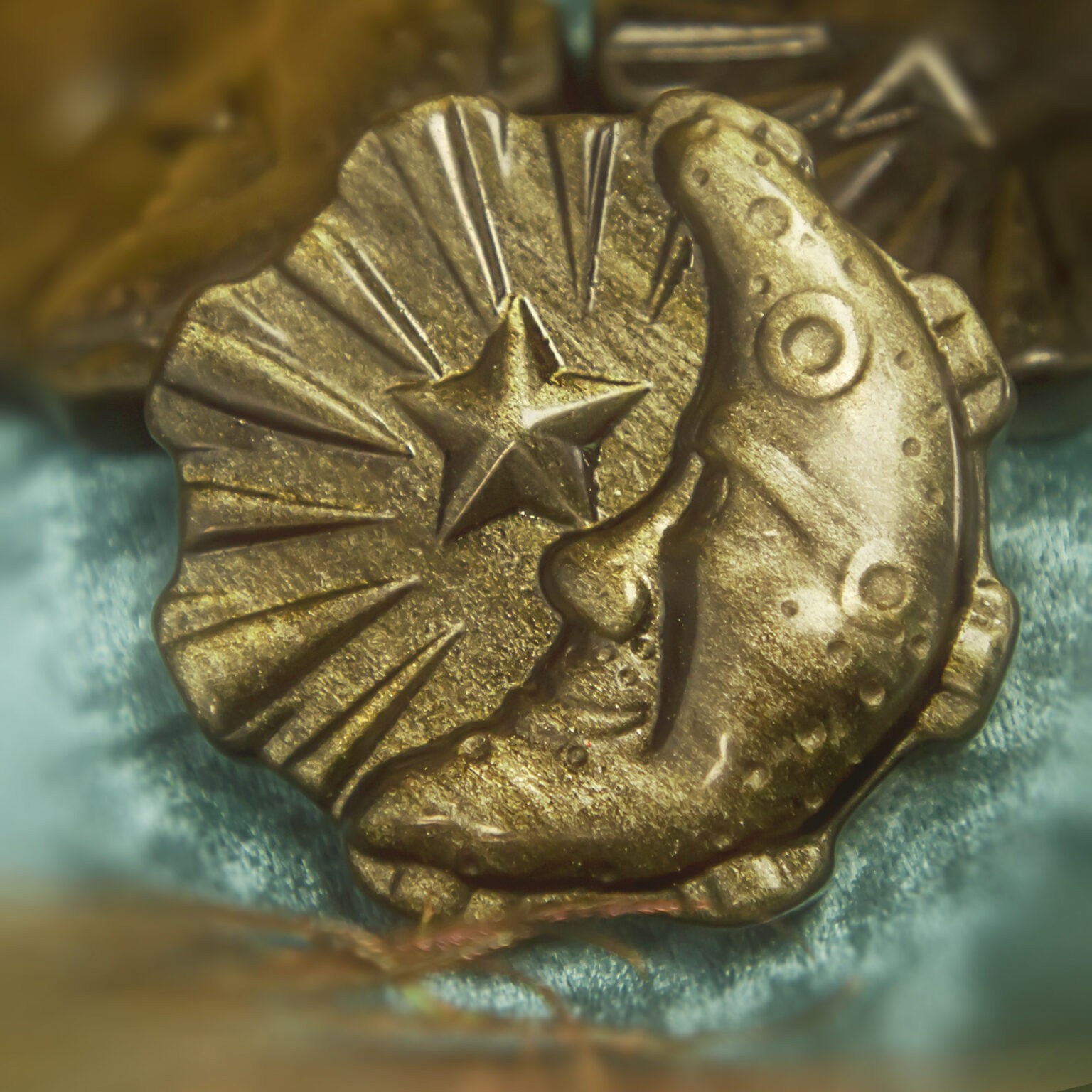 Sage Goddess Golden Sheen Obsidian Moon and Star for shadow work