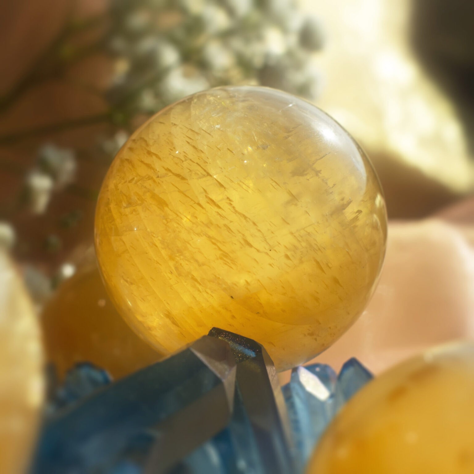 Sage Goddess Honey Calcite Heal the Mother Wound Sphere for harmony