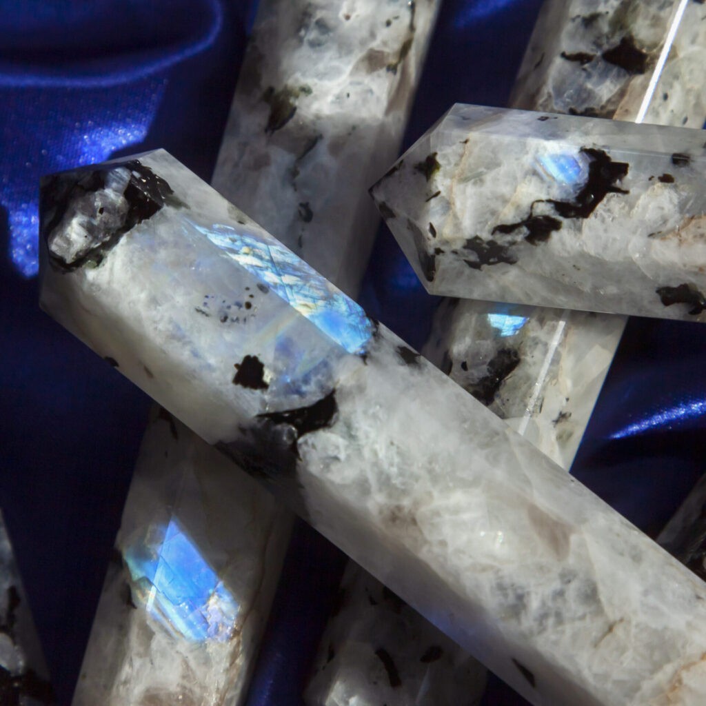 Sage Goddess Lunar Magic Rainbow Moonstone Double-Terminated Wand