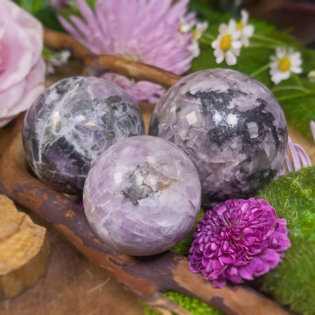 Sage Goddess Heal and Empower Kunzite and Pyrite Sphere for optimism
