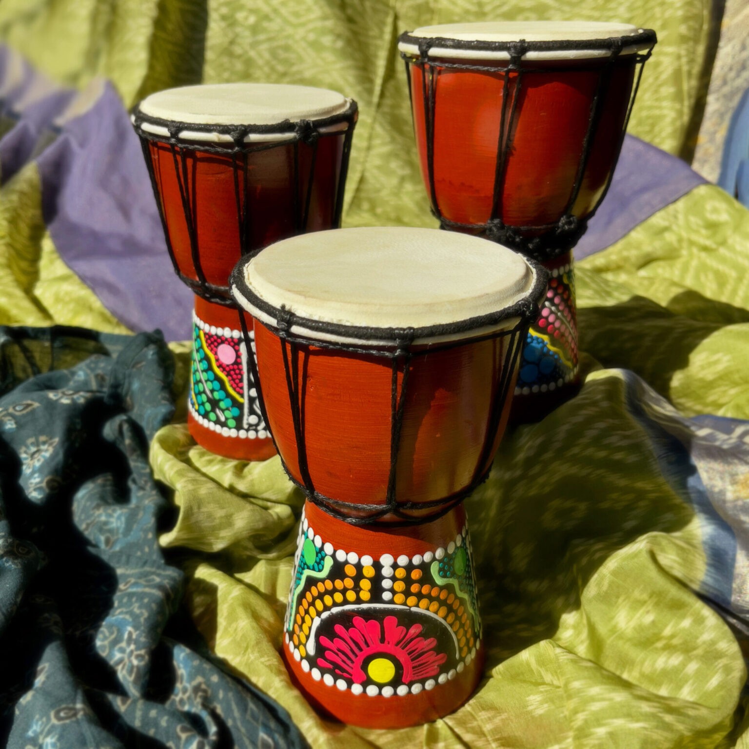 Handpainted Mini Djembe Peace Drum for sound healing - Sage Goddess