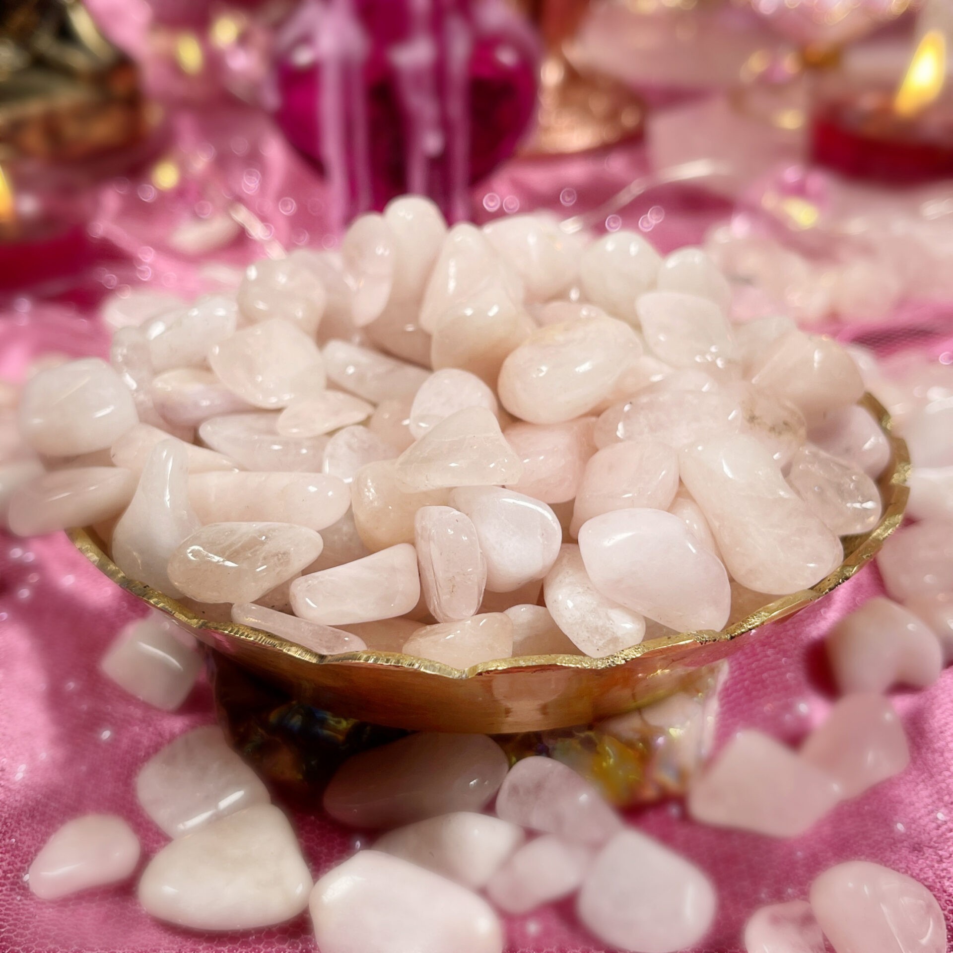 Sage Goddess Tumbled Pink Morganite for attracting unconditional love