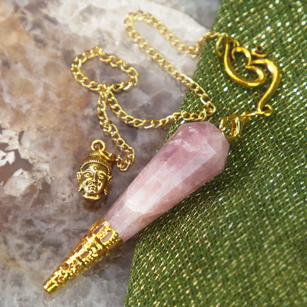 Love and Peace Rose Quartz Buddha Pendulum