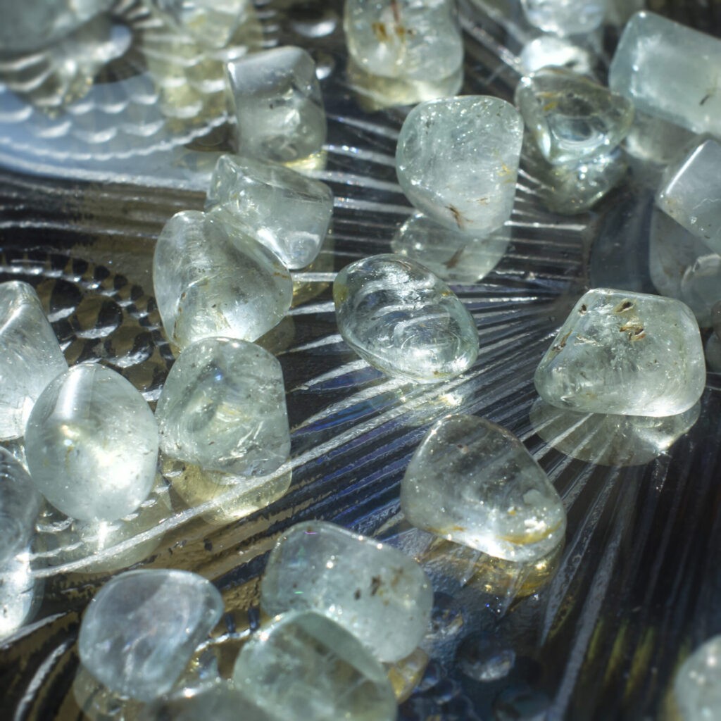 Sage Goddess Tumbled Blue Topaz for emotional healing and clarity