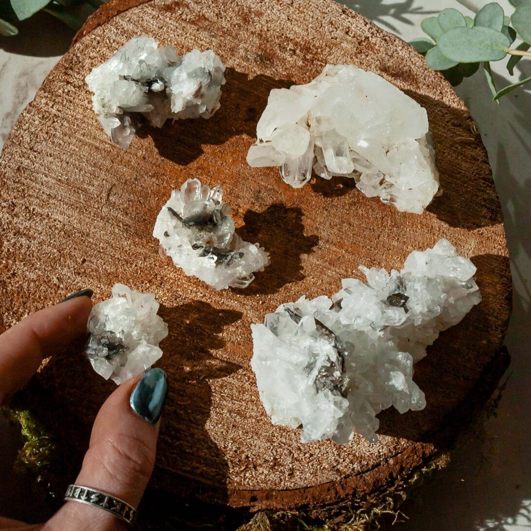 Sage Goddess Natural Brookite in Clear Quartz for spiritual wisdom