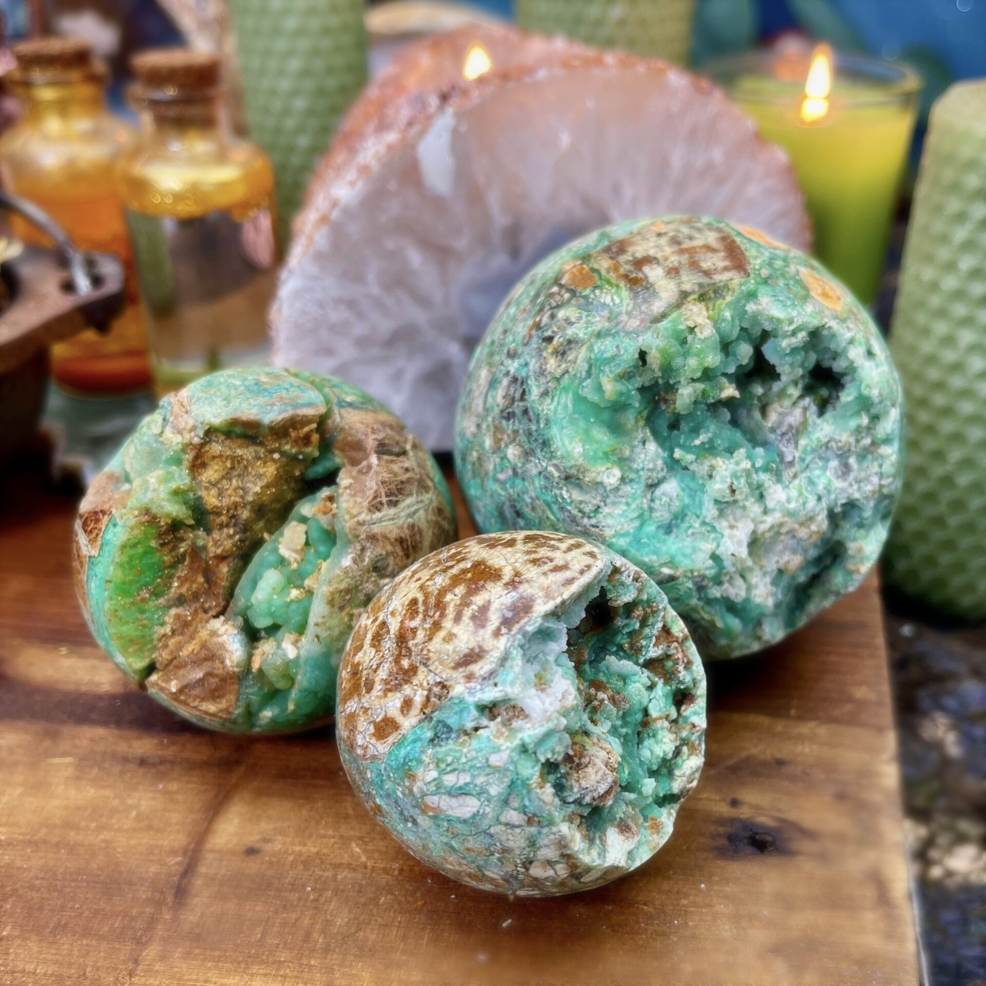 Sage Goddess Overcome Your Obstacles Botryoidal Druzy Green and Red ...