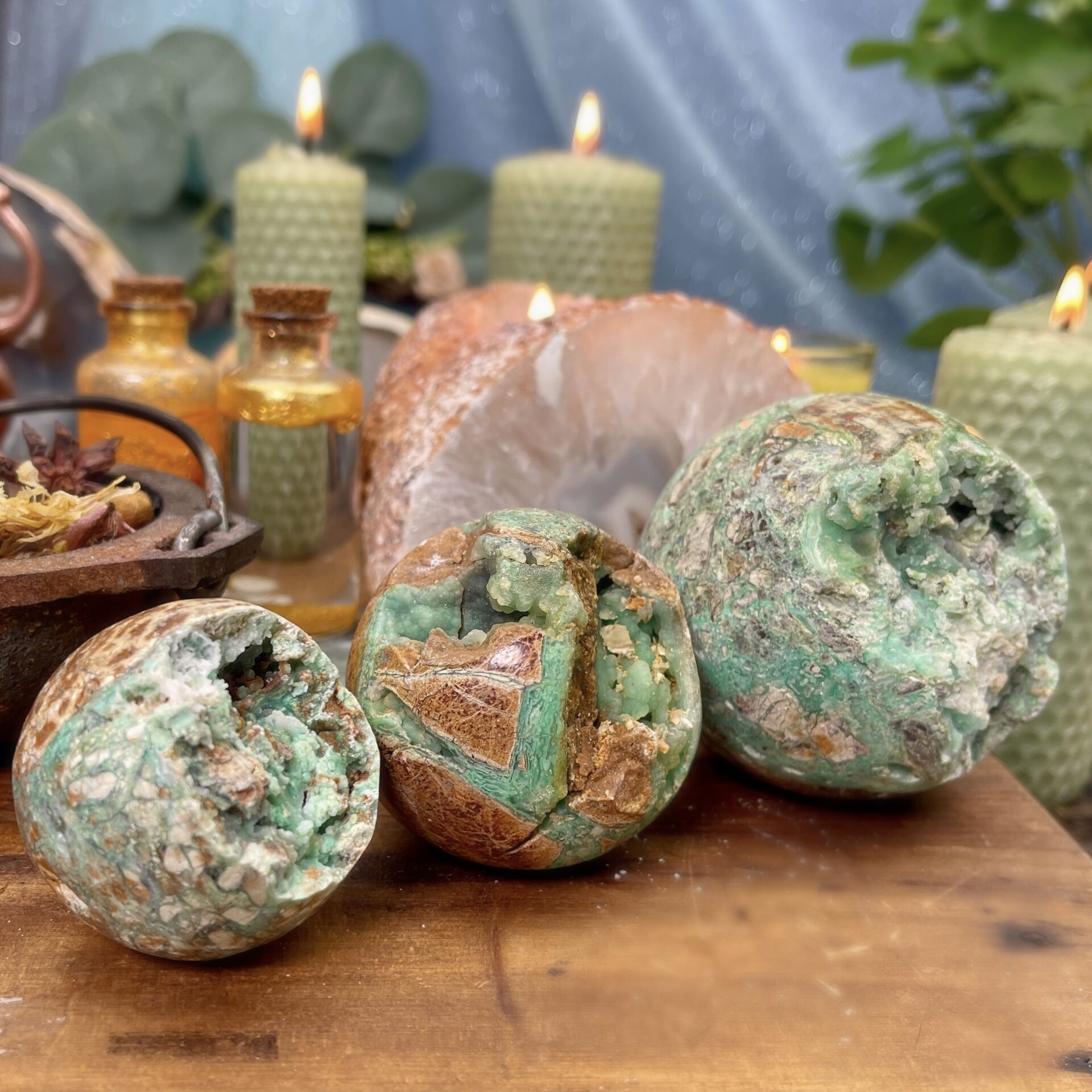 Sage Goddess Overcome Your Obstacles Botryoidal Druzy Green and Red ...